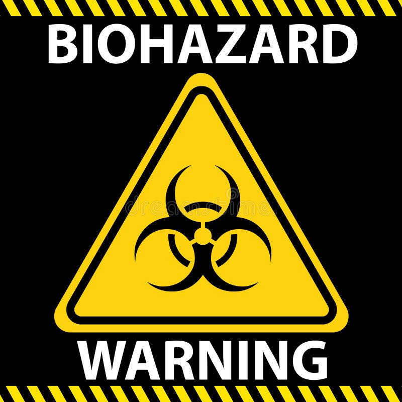 Biohazard Symbol on Yellow Triangle on Black Background with the Words ...