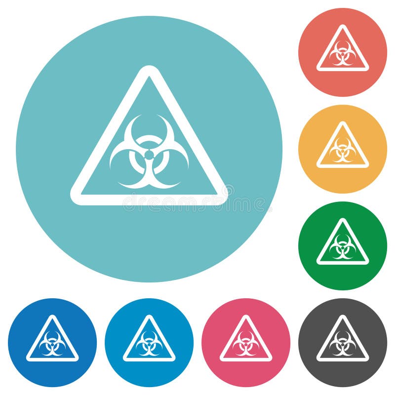 Biohazard Warning Flat Round Icons Stock Vector - Illustration of ...