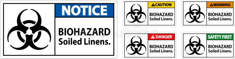 Biohazard Warning Label Biohazard Soiled Linens Stock Vector ...