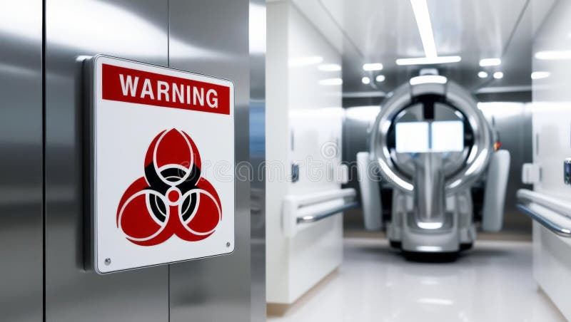 Biohazard Warning in Modern Medical Facility Stock Illustration ...