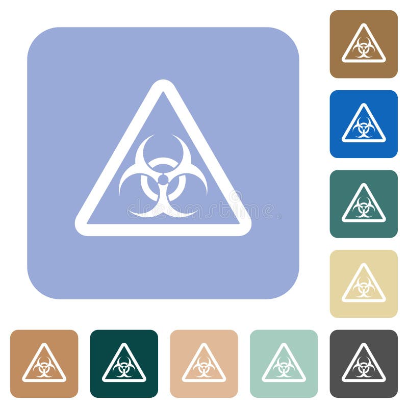 Biohazard Warning Rounded Square Flat Icons Stock Vector - Illustration ...