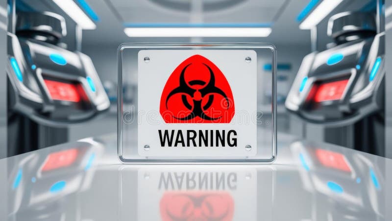 Biohazard Warning Sign in Modern Laboratory Setting Stock Illustration ...