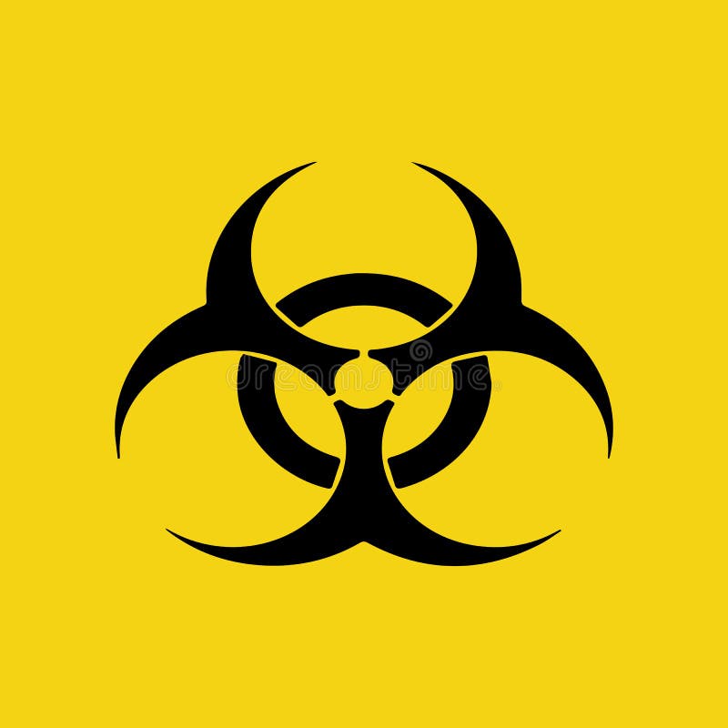 Biohazard Warning Symbol Isolated on Yellow Background Stock ...