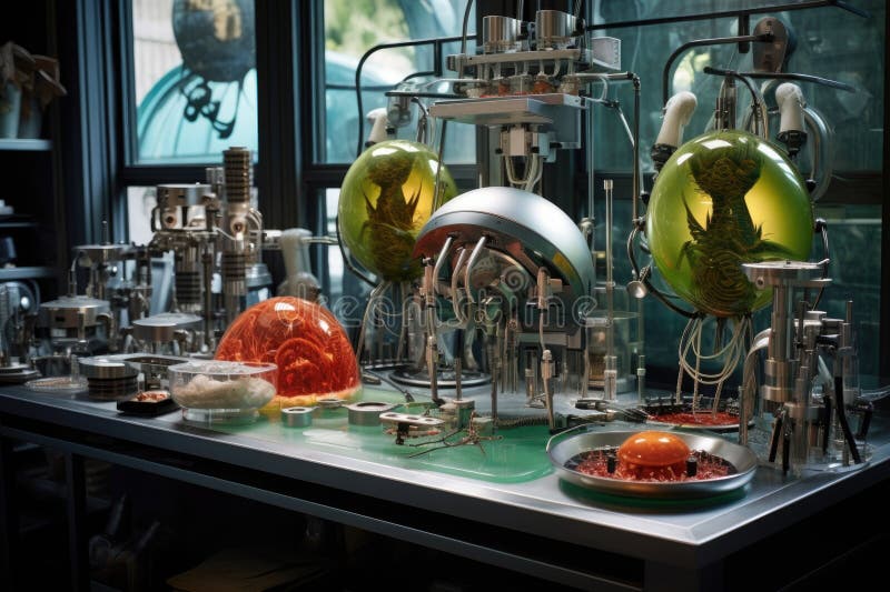 Biohybrid Robot Components on a Laboratory Table Stock Illustration ...