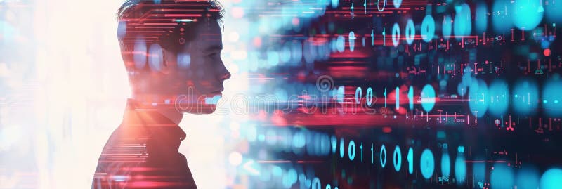 Bioinformatician Analyzing Genomic Data with Vibrant Colors and Double ...