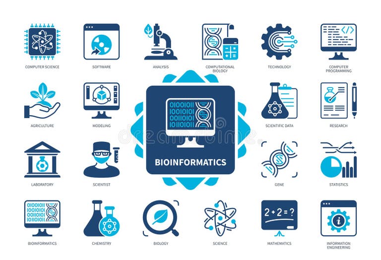Bioinformatics Solid Icon Set Stock Illustration - Illustration of ...