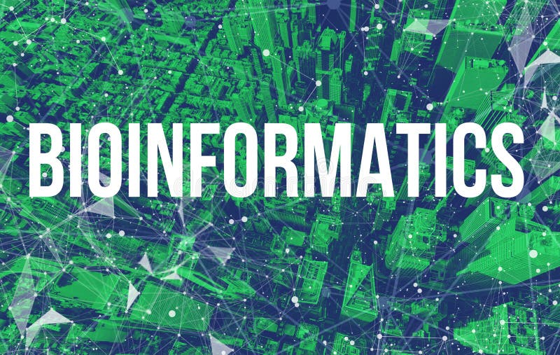 Bioinformatics Theme with Abstract Patterns and Skyscrapers Stock Photo ...