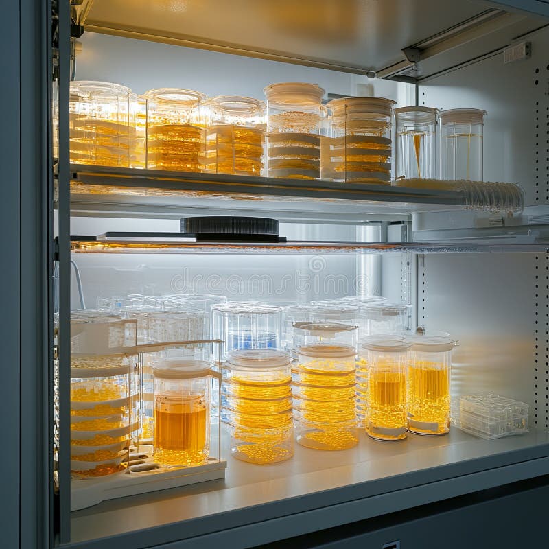 Biolab Shelf with Stacked Tissue Cultures, Clear and Organized, 16:9 ...