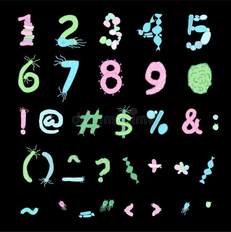 Colourful Biology Font stock vector. Illustration of bacterium - 126968415