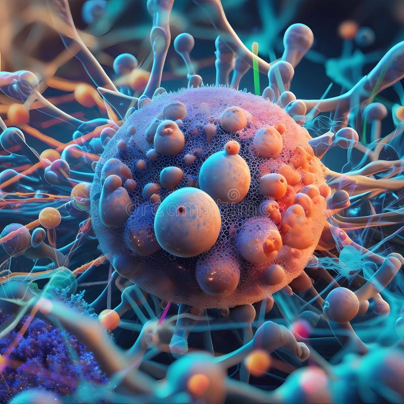 Biological Cell Closeup Under a Microscope Stock Illustration ...