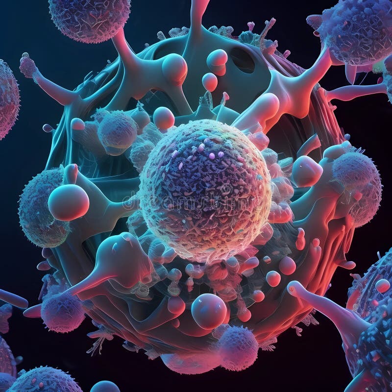 Biological Cell Closeup Under a Microscope Stock Illustration ...