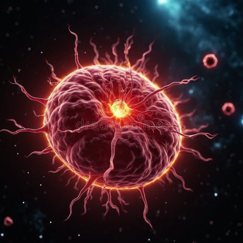 Biological Cell, Prominently Displayed in Center, Featuring Dynamic ...