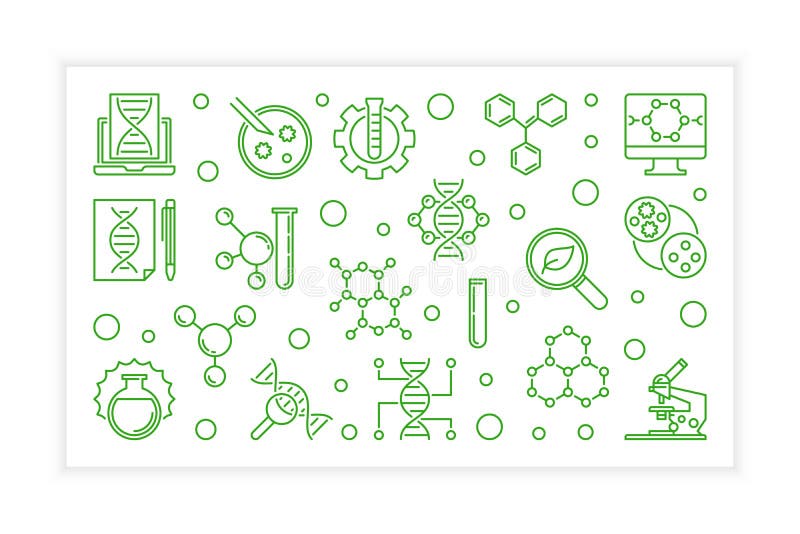 Biological Engineering Vector Linear Horizontal Illustration Stock ...