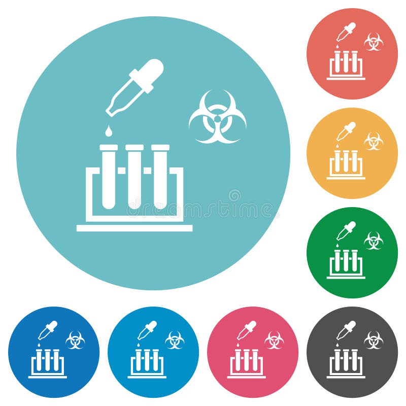 Biological Experiment Flat Round Icons Stock Vector - Illustration of ...