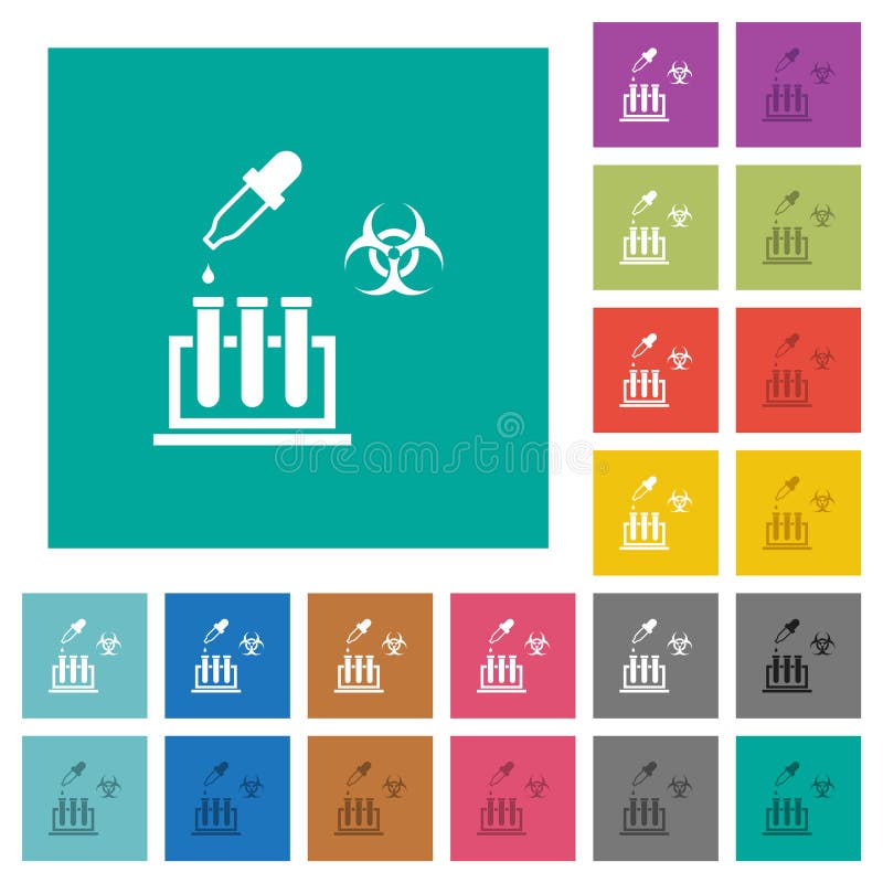Biological Experiment Square Flat Multi Colored Icons Stock Vector ...