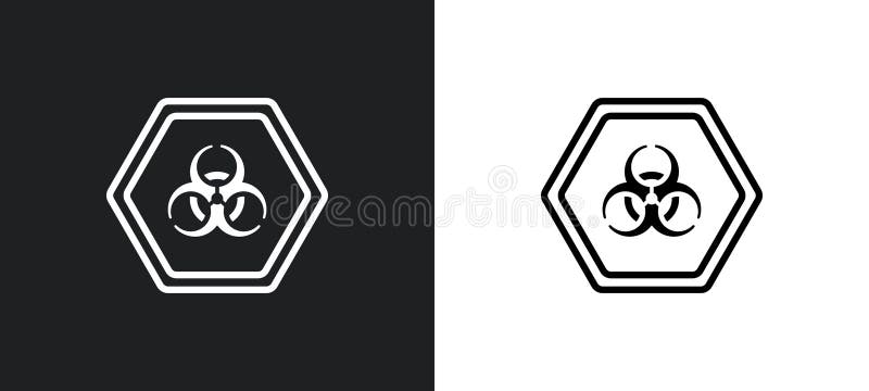 Biological Hazard Outline Icon in White and Black Colors. Biological Hazard Flat Vector Icon ...