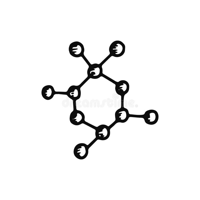 Biological Molecule Sketch Icon. Particle and Atom Isolated Object ...