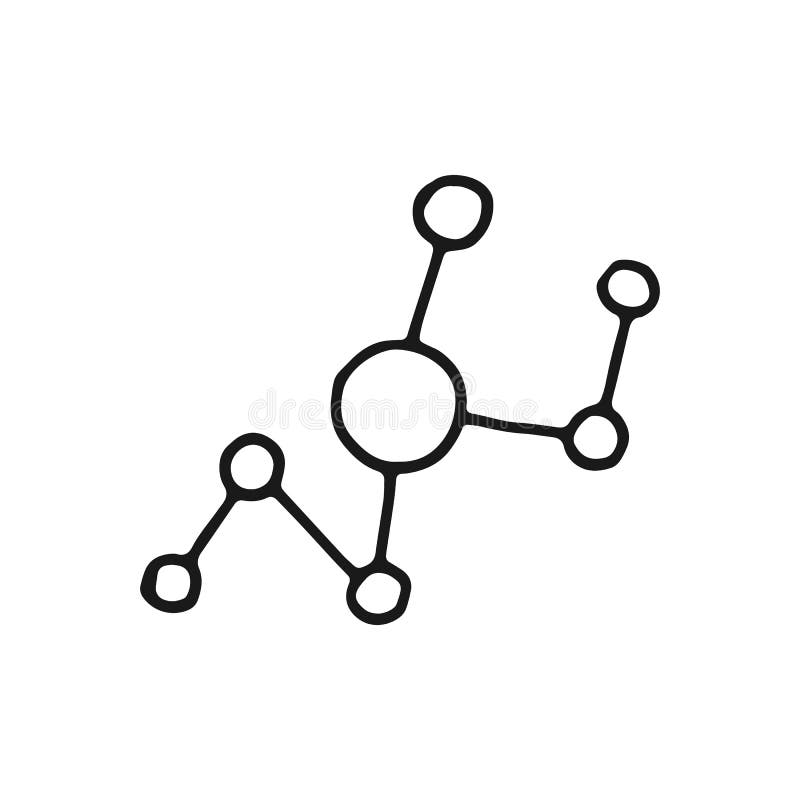 Biological Molecule Sketch Icon. Particle and Atom Isolated Object ...
