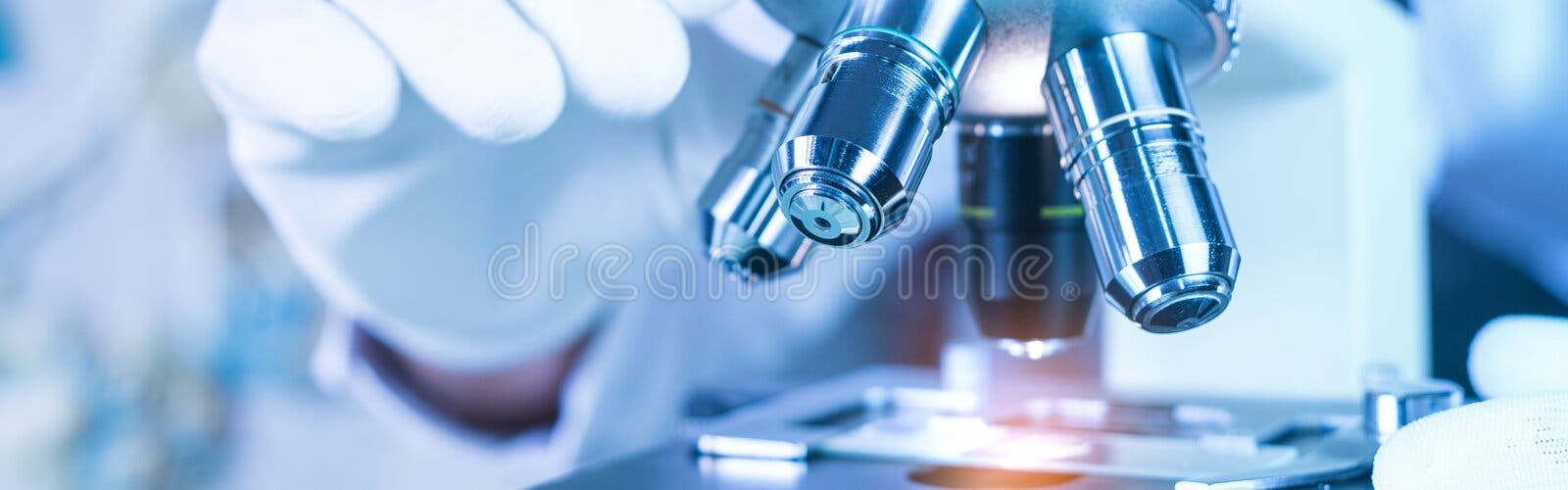 Biological Scientist Looking at Samples by Using Microscope Doing ...