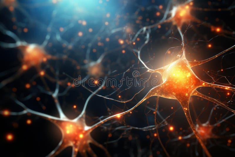 Biological Single Neuron Synapses. Generate Ai Stock Photo - Image of ...