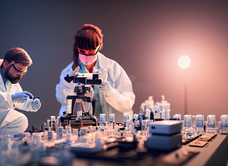 Biological Technicians Fictional Work Enviroment Scene. Stock ...