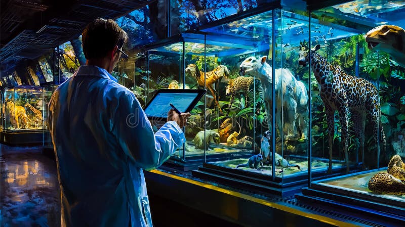 Biologist Carefully Observing Animal Behavior in a Controlled ...