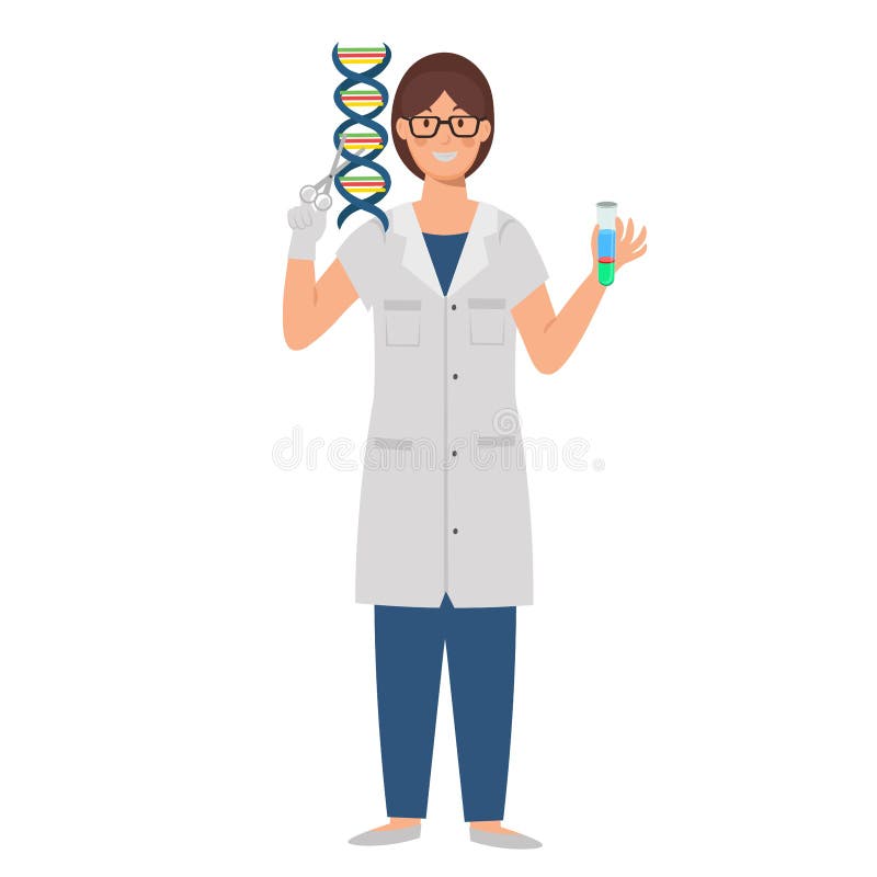 Cartoon DNA Biologist Character for Children. Flat Vector Illustration ...