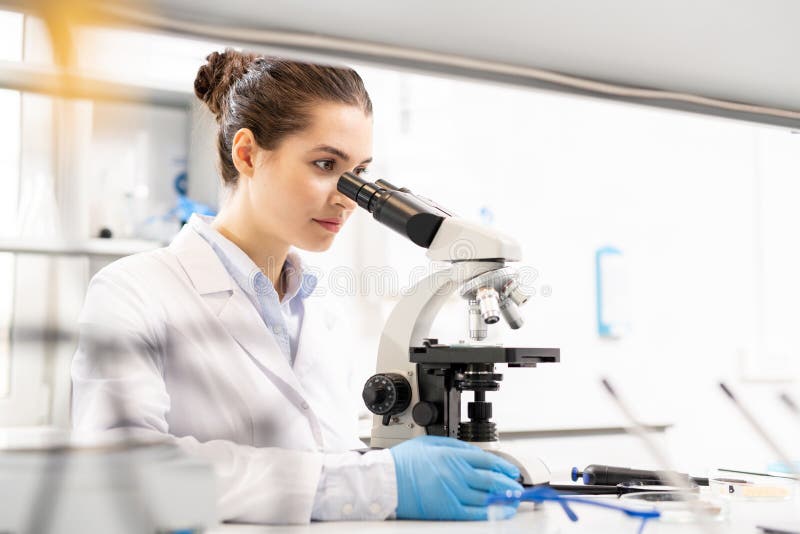 Biologist Observing Material at Molecular Level Stock Image - Image of ...