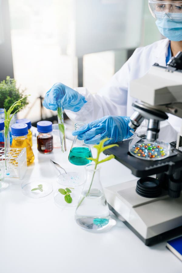 Biologist Taking Experiment with Plants Working in Biochemistry ...