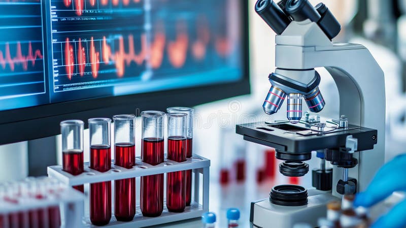 Biologists Studying Cell Cultures Under a Microscope in a Lab ...