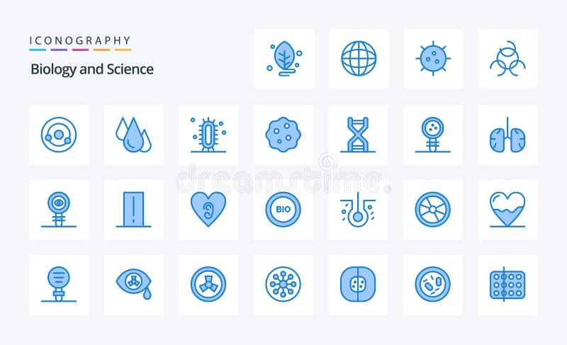 25 Biology Blue icon pack stock vector. Illustration of zoom - 264559655