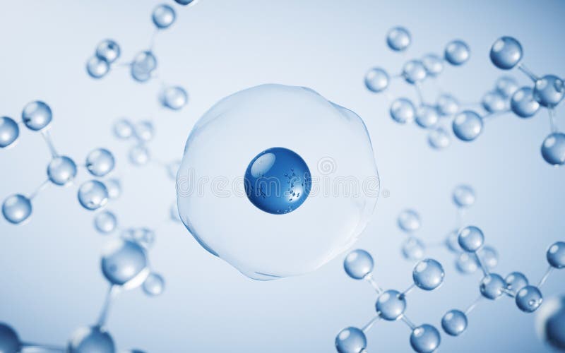 Biology Cell with Blue Background, 3d Rendering Stock Illustration ...