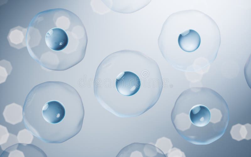 Biology Cell with Blue Background, 3d Rendering Stock Illustration ...