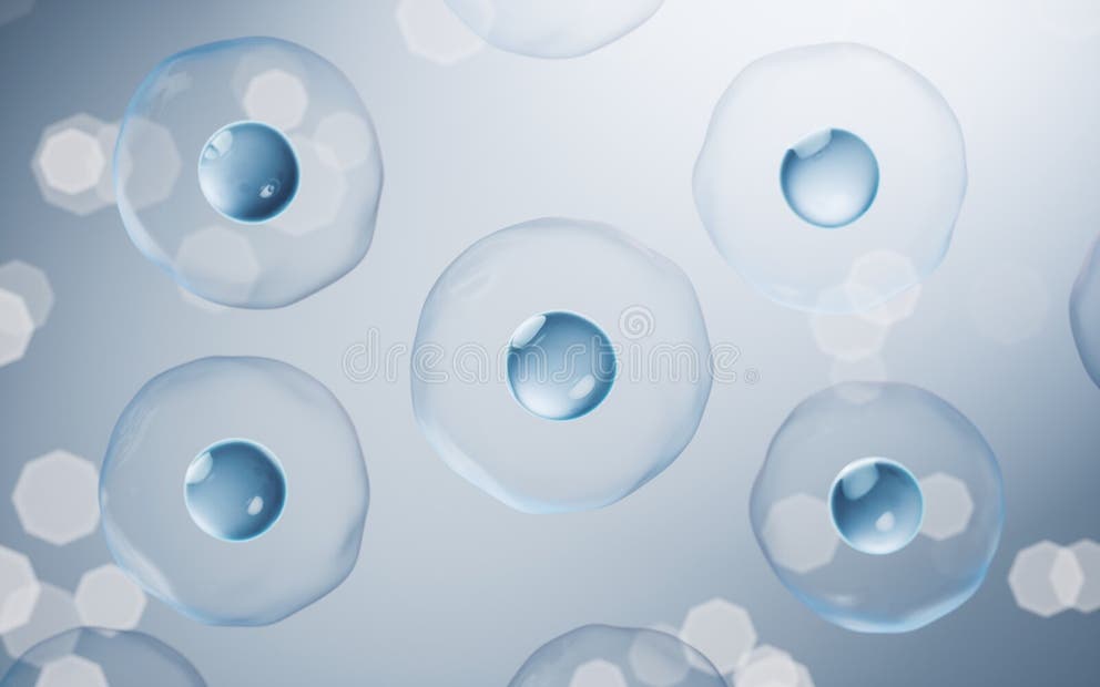 Biology Cell with Blue Background, 3d Rendering Stock Illustration ...