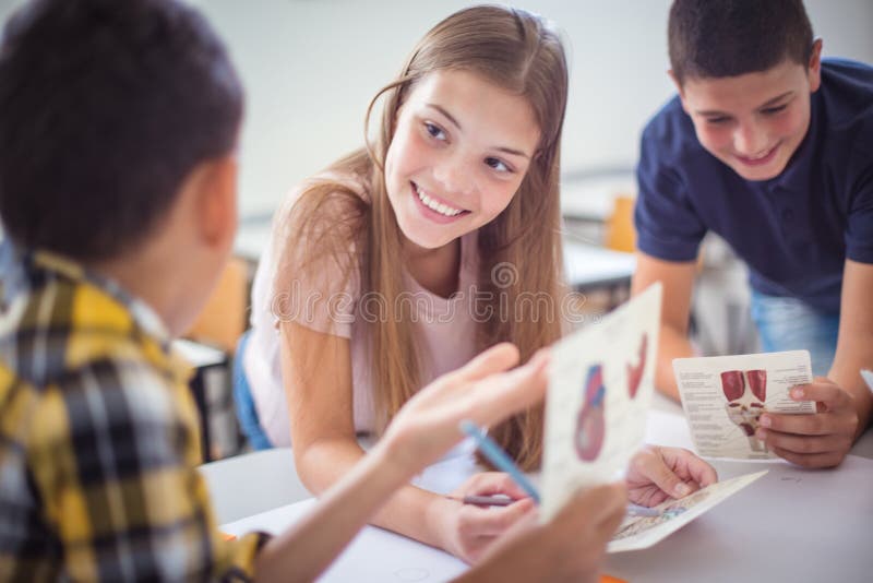 Teenagers Students Sitting in the Classroom and Talking Stock Image ...
