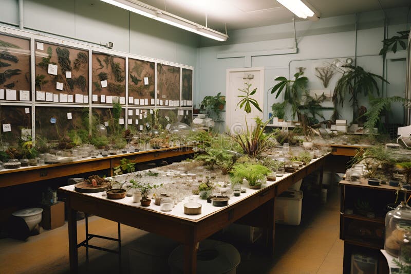 A Biology Classroom with a Display of Different Specimens, Such As ...