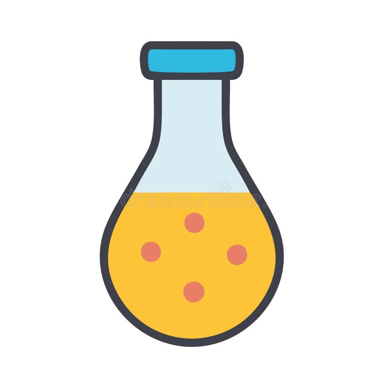 Biology Flask Icon with Liquid Stock Illustration - Illustration of ...