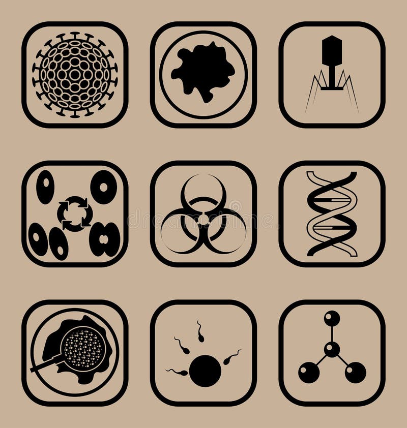 Biology icon set stock vector. Illustration of bacterium - 71424435