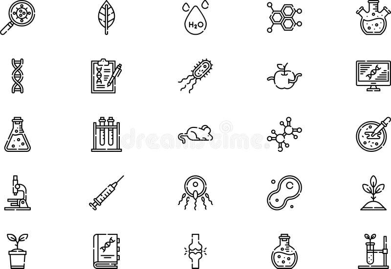 Biology Icons Collection is a Vector Illustration with Editable Stroke ...