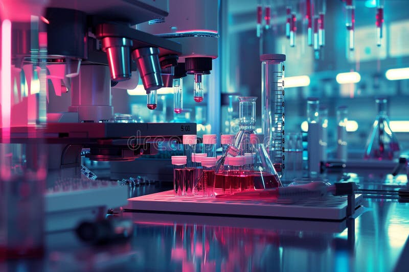 A Biology Lab Scene with a Focus on a Pipette Analyzing a Sample ...