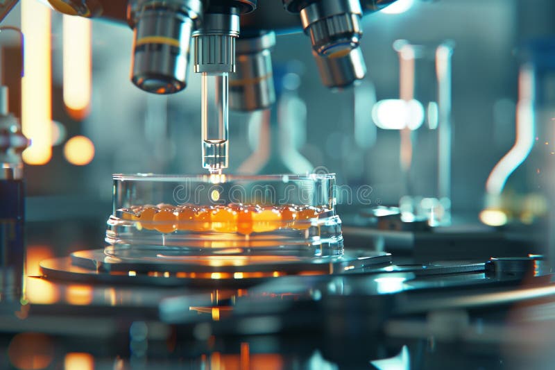 A Biology Lab Scene with a Focus on a Pipette Analyzing a Sample ...