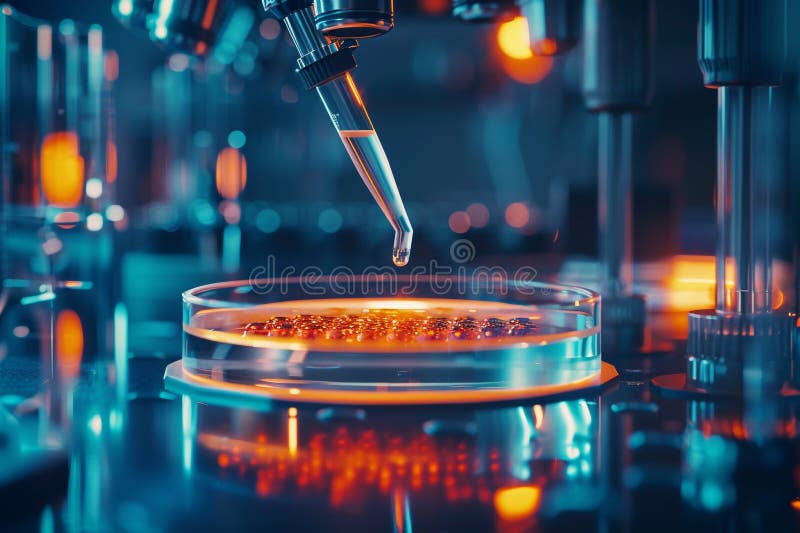 A Biology Lab Scene with a Focus on a Pipette Analyzing a Sample ...