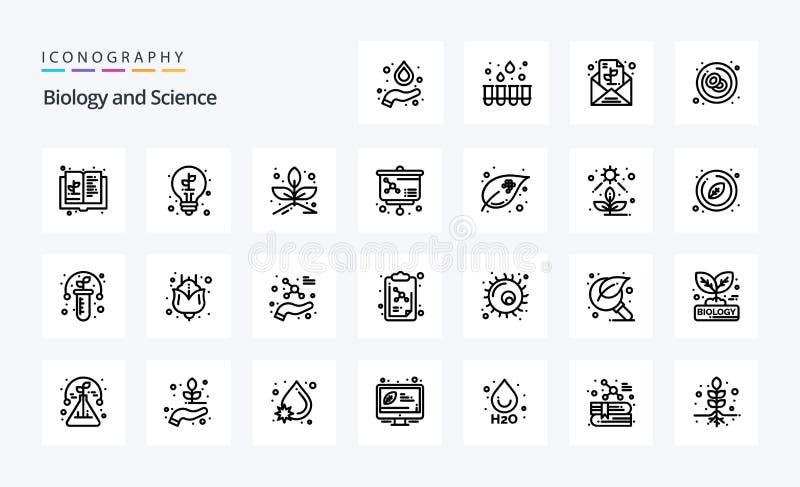 25 Biology Line icon pack stock vector. Illustration of organic - 264555971