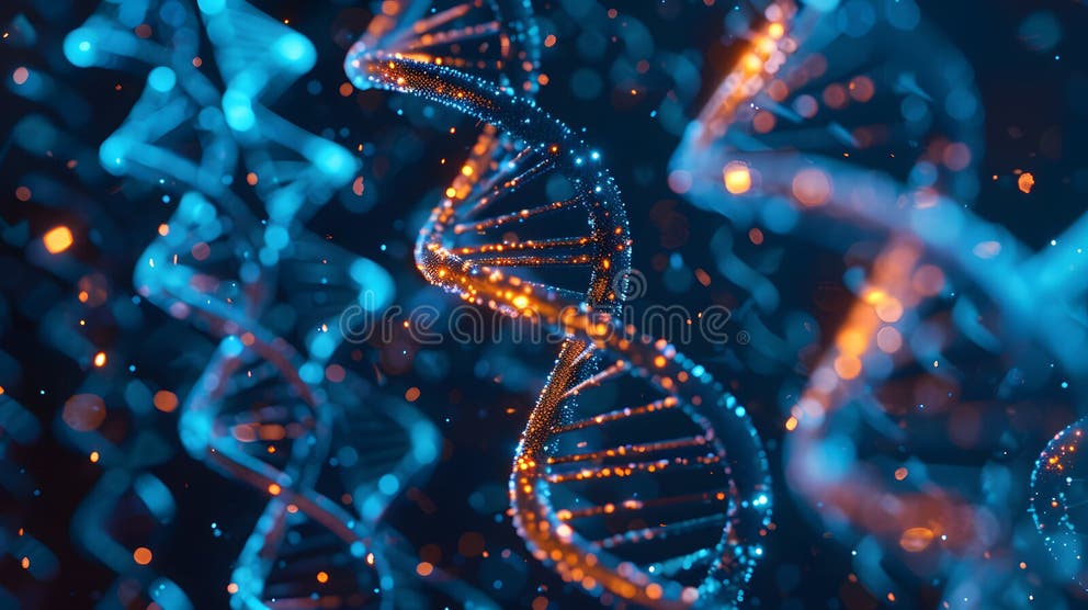 Biology Molecule Double Helix, Glowing Illustration of a Biology ...