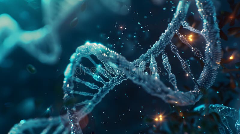 Biology Molecule Double Helix, Glowing Illustration of a DNA Double ...