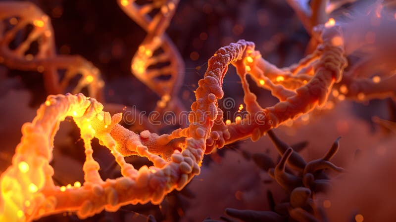 Biology Molecule Double Helix, Glowing Illustration of a DNA Double ...