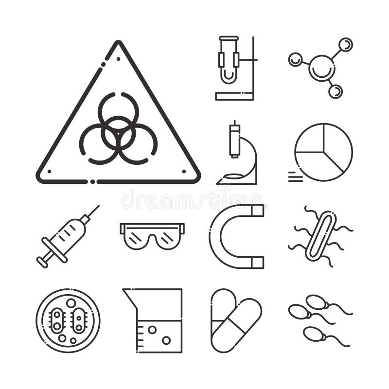 Biology Science Element Line Icons Set Style Stock Vector ...