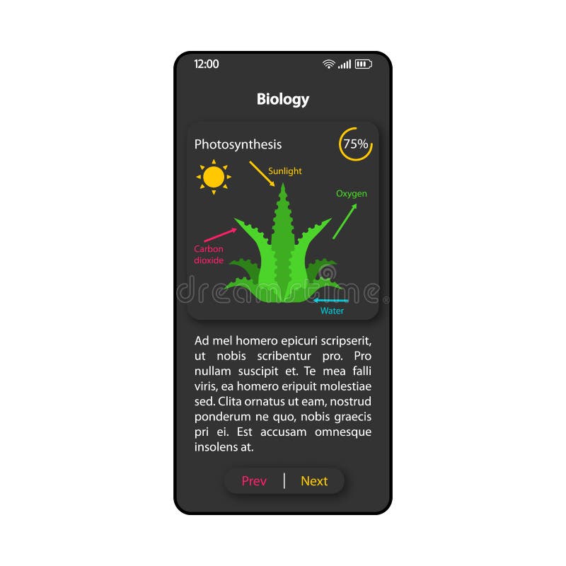 Biology Science Smartphone Interface Vector Template. Mobile App Page ...