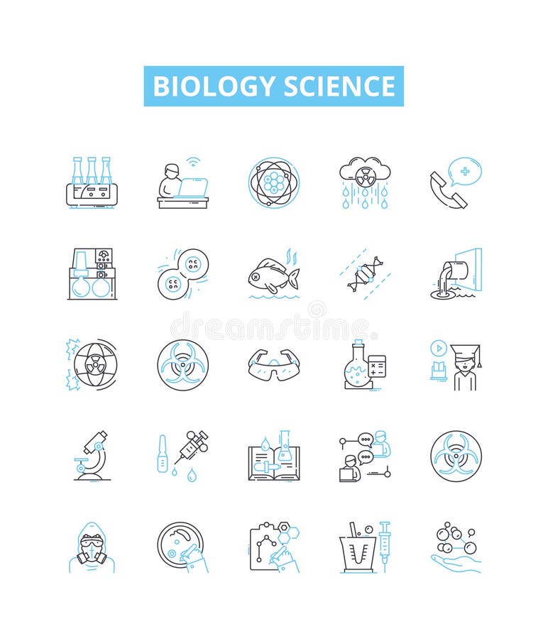 Biology Science Vector Line Icons Set. Biology, Science, Biochemistry ...