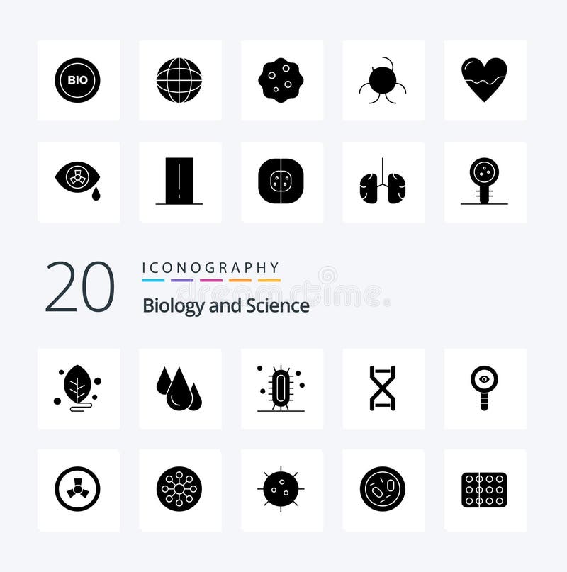20 Biology Solid Glyph Icon Pack Like Laboratory Chemical Study Biology ...